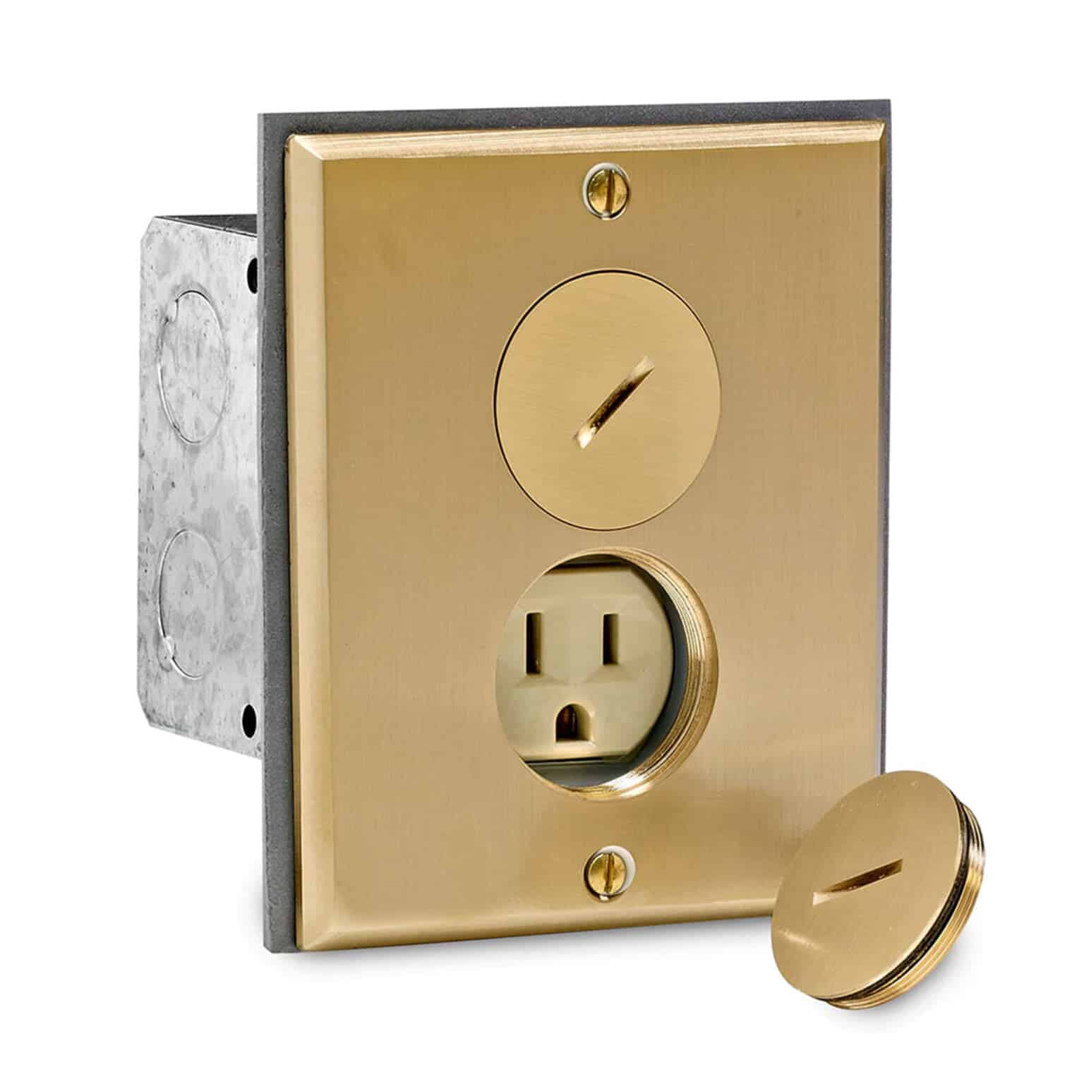 Placa doble hermética para piso de bronce - Caja de piso Levitón