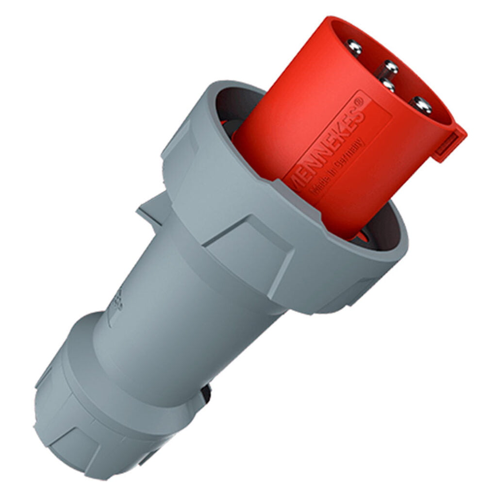 ENCHUFE INDUSTRIAL TRIFASICO (3P+T) 63AMP 415V ROJO IP67 MENNEKES