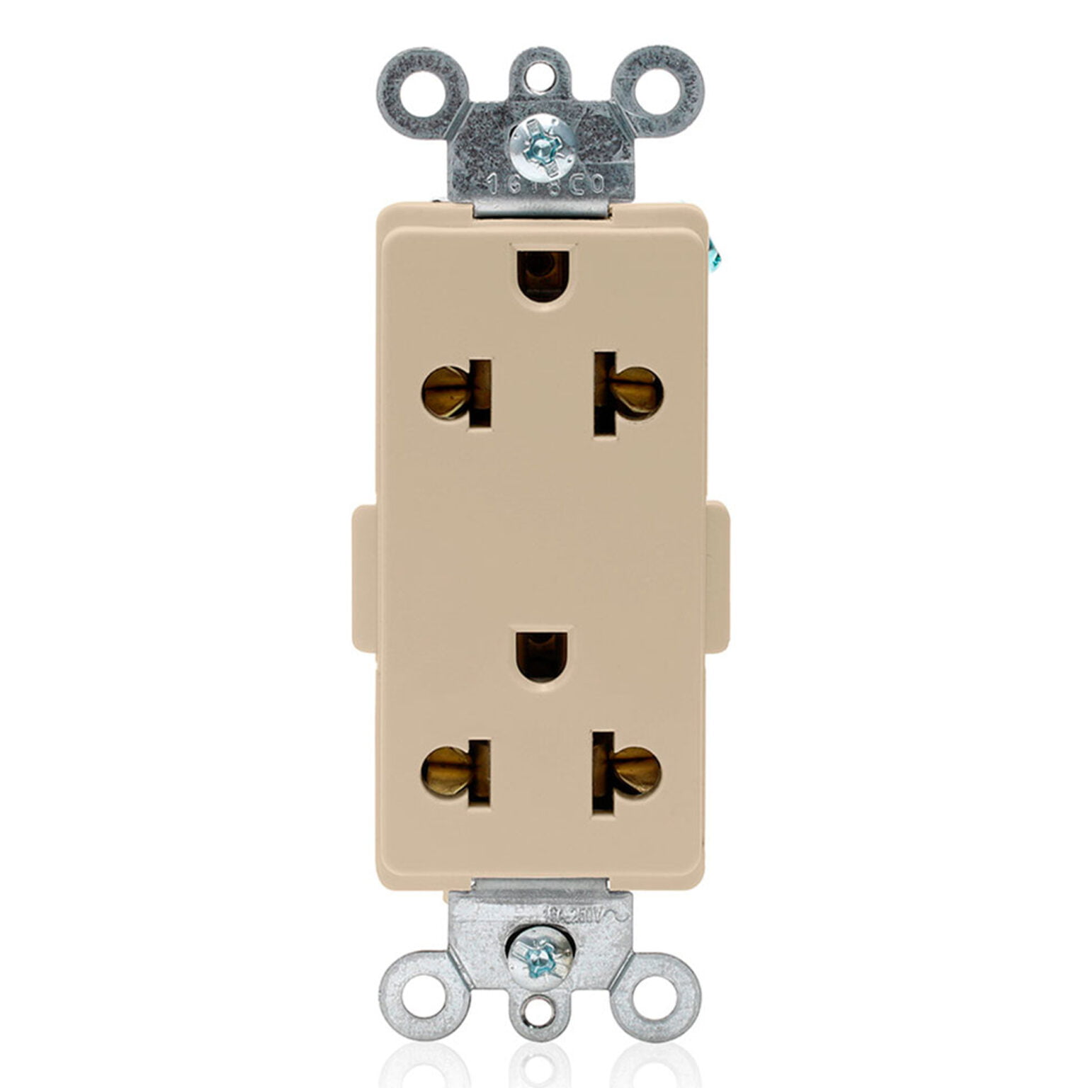 Tomacorriente doble empotrable decora marfil 15A 250V | Electro Enchufe