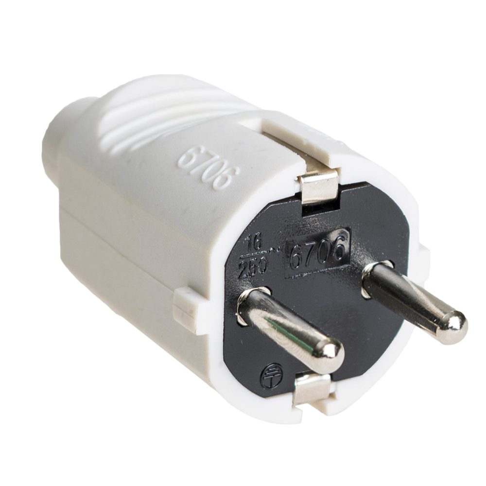 ENCHUFE SCHUKO DE GOMA DE 2 POLOS 16A 250V BLANCO