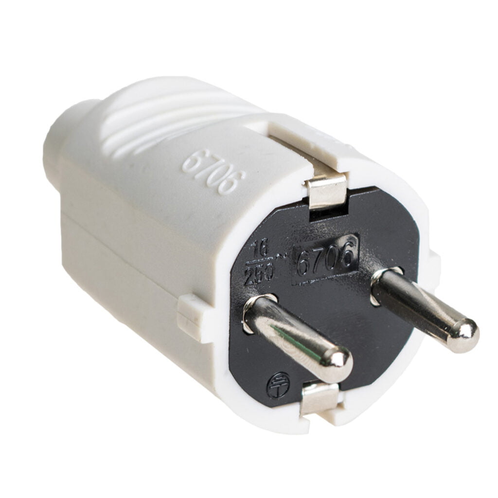 ENCHUFE SCHUKO DE GOMA DE 2 POLOS 16A 250V BLANCO