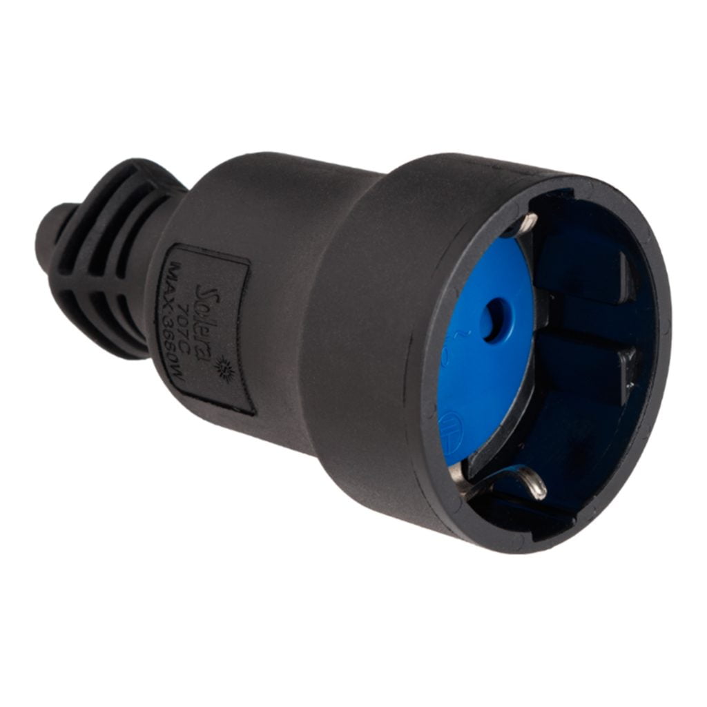 Tomacorriente aéreo Schuko de caucho negro 2P+T 16A 250V
