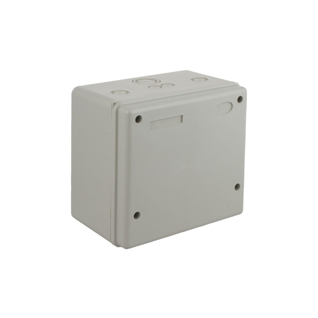 CAJA DE PASE RECTANGULAR SIN CONOS 215X200X140MM GRIS