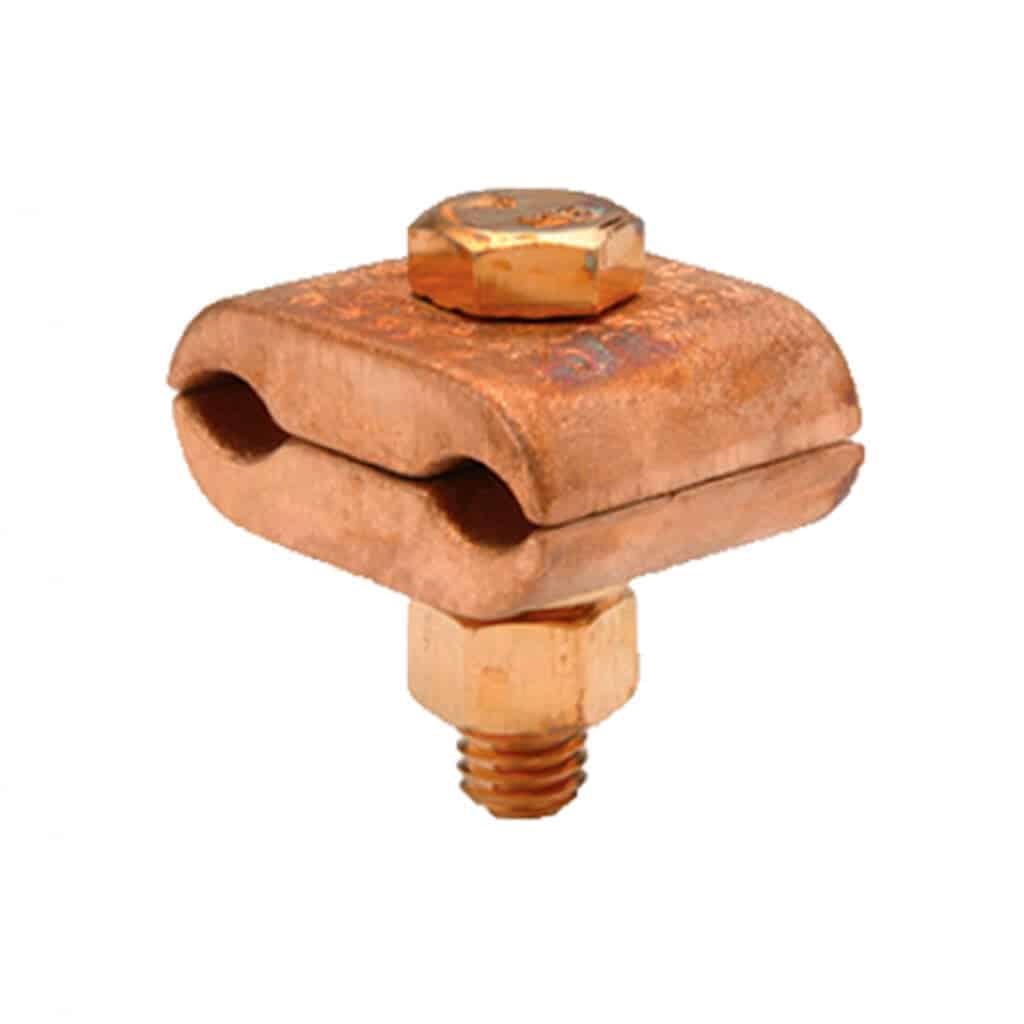 CONECTOR A TIERRA DOBLE P/ 2 CABLES 2/0 Sol.-250 kcmil, PERNO 1/2" UL
