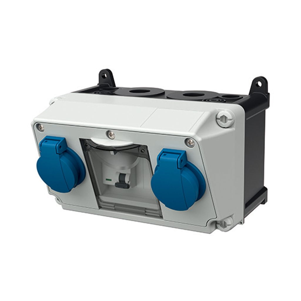 CAJA COMBINADA AMAXX IP44 2 TOMAS SCHUKO 16A 2P+T 250V C/INT ...