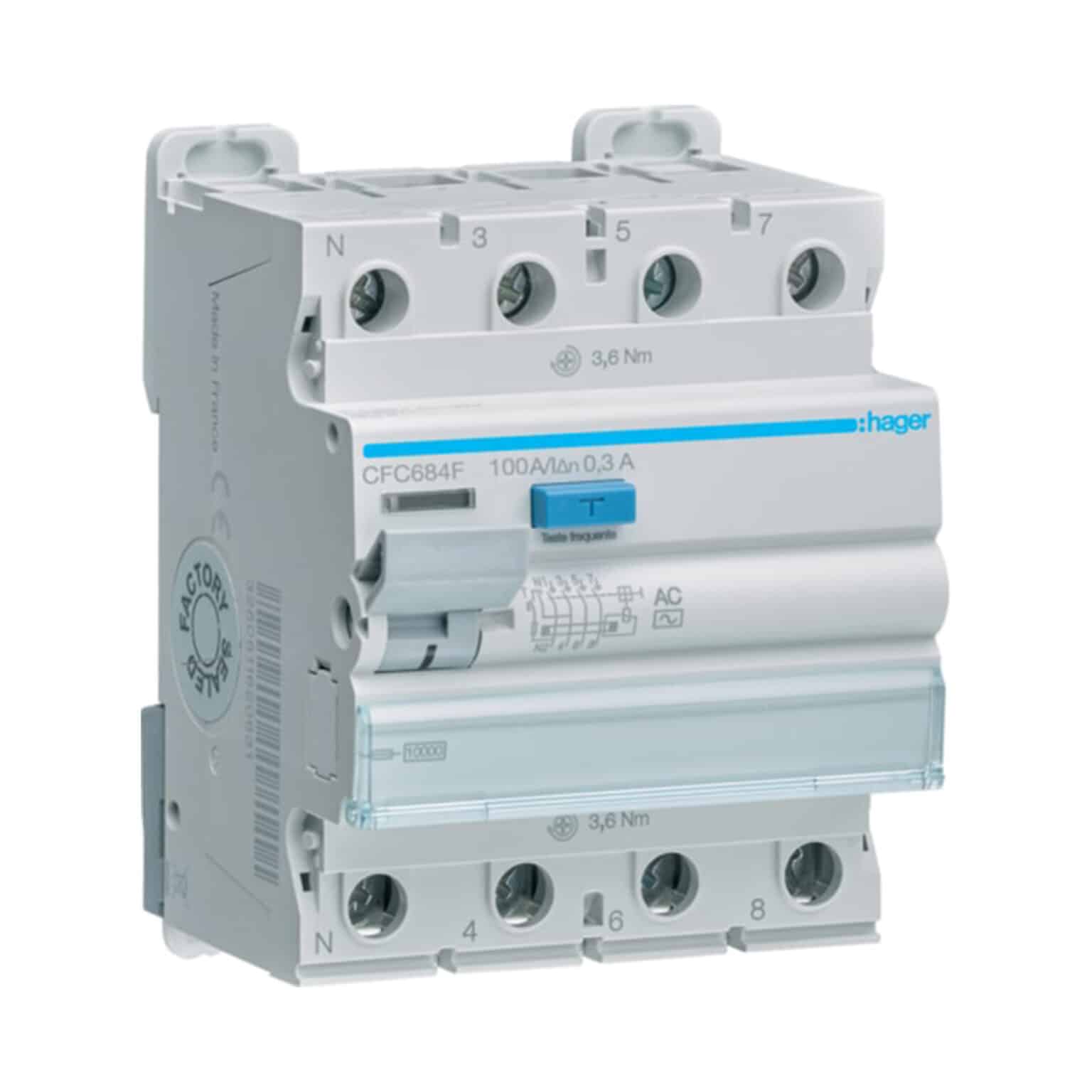 INT. DIFERENCIAL 4P 100A, TIPO AC, 300MA.